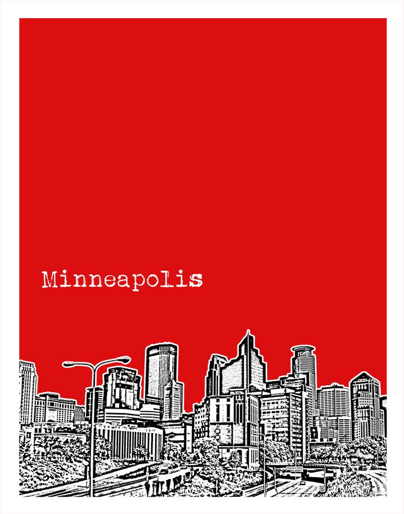Minneapolis Skyline Poster Art Print Minnesota MN Item T2825 - Etsy