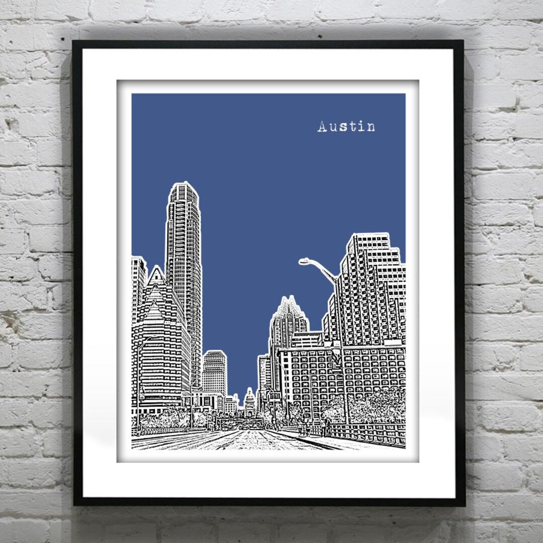 Austin Poster Skyline Poster Art Print Texas TX Downtown Item T2199 - Etsy