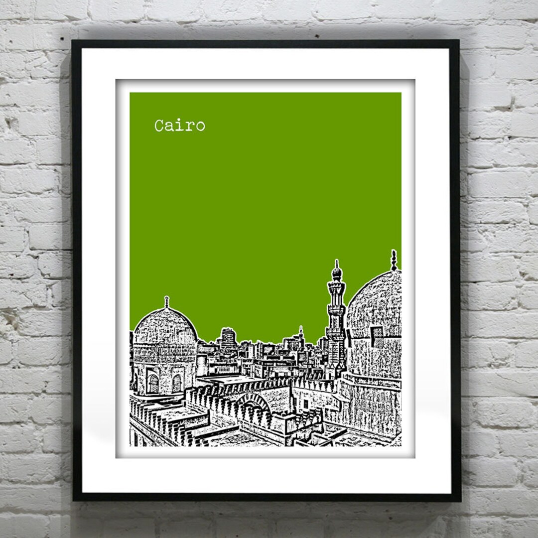 Cairo Egypt Poster Art Print Skyline Mosque View - Etsy