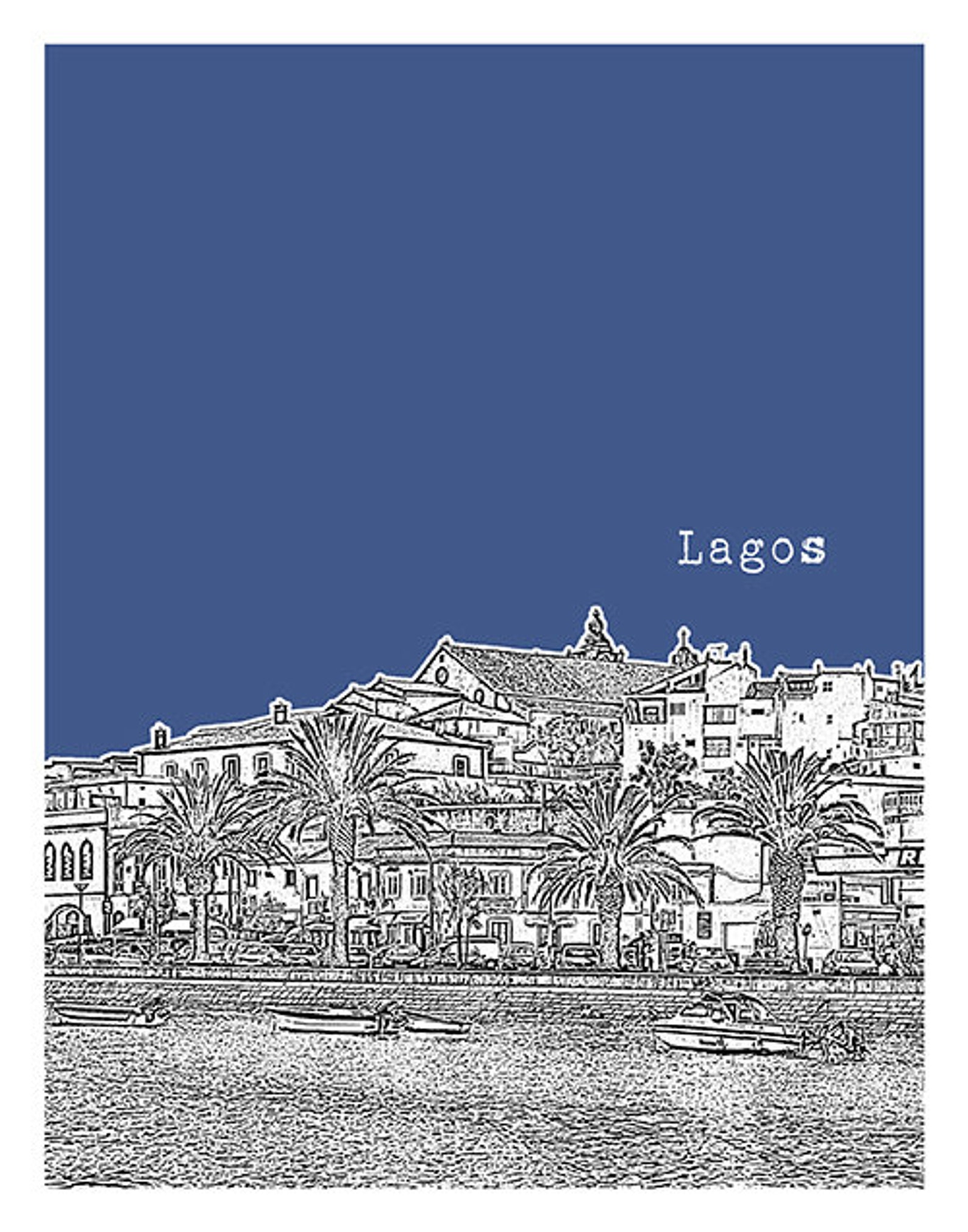 Lagos Portugal Poster Art Print City Skyline Version 2 - Etsy