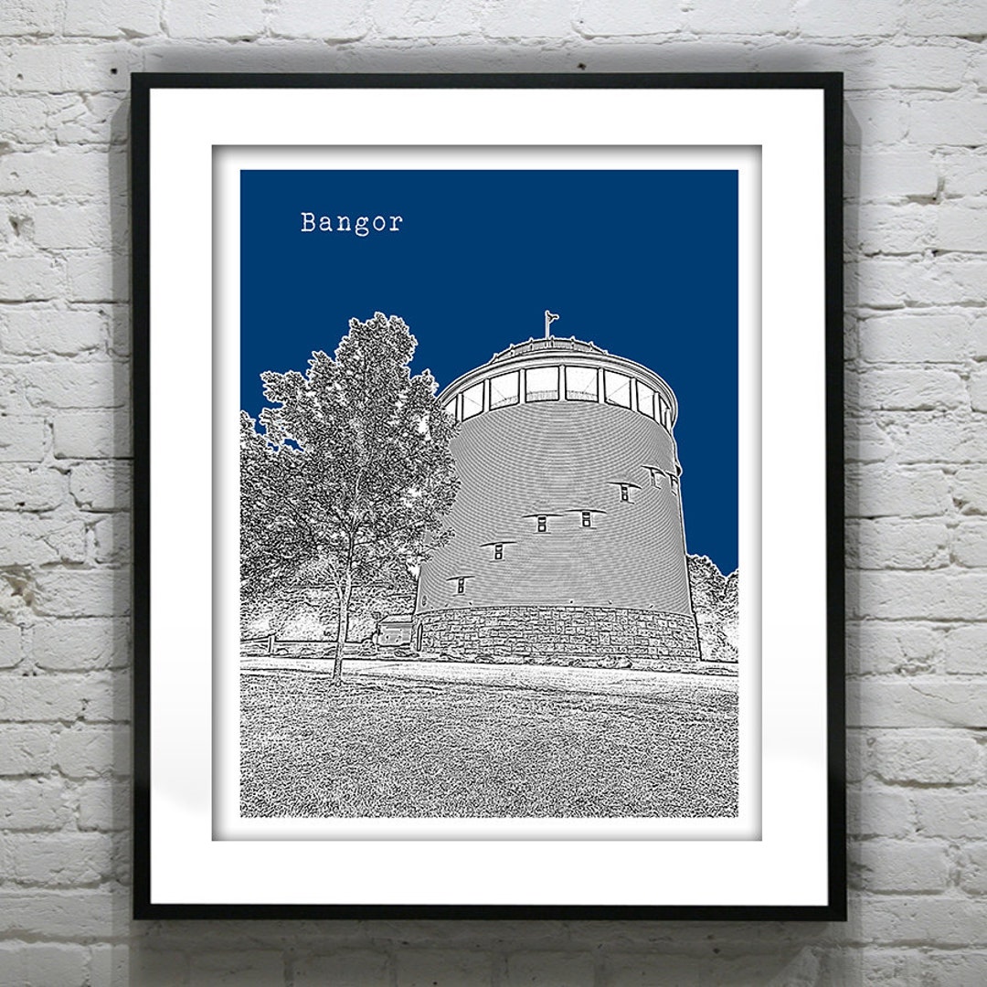 Bangor Maine Skyline Poster Art Print Version 3 - Etsy