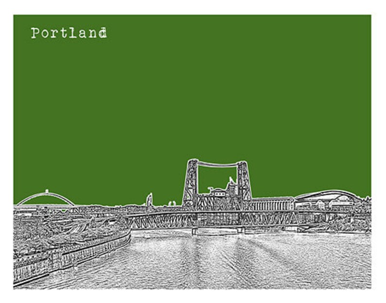 Portland Oregon Skyline Poster Art Print Oregon OR Steel - Etsy
