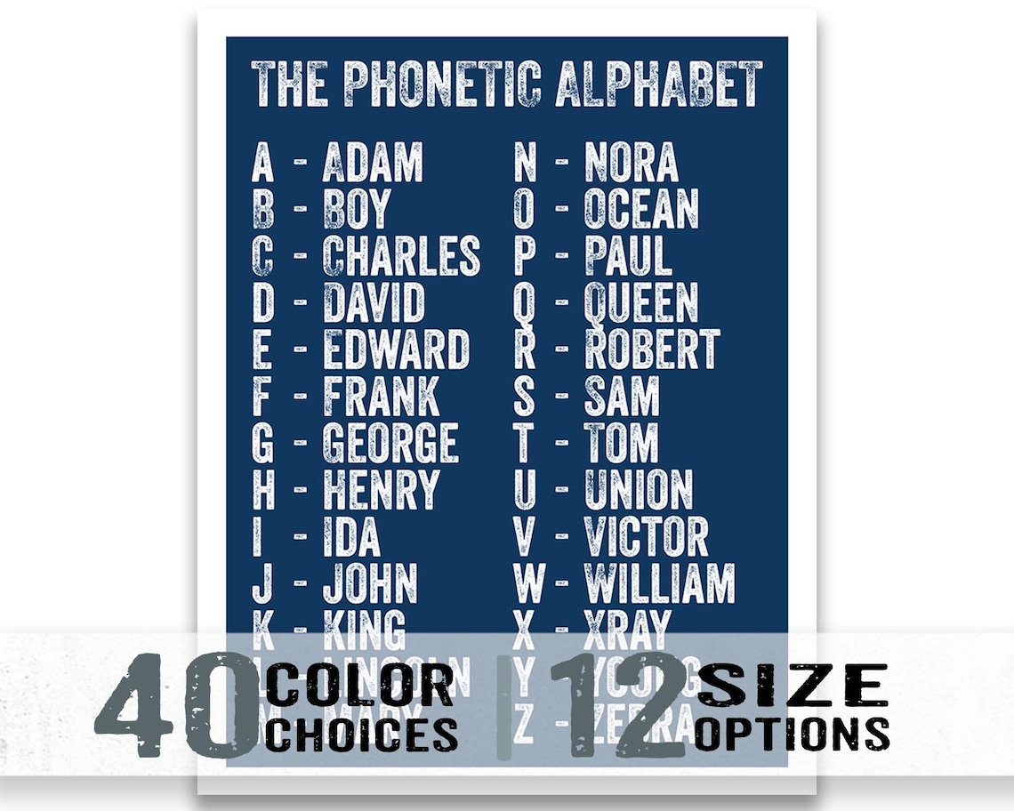 Phonetic Alphabet Poster Art Print Item T4743 - Etsy