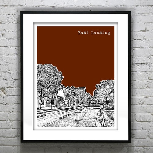 Lansing Michigan Skyline Poster City Art Print MI Version 1 - Etsy