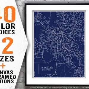 Ramallah Palestine Blueprint Map Portrait Poster Art Print Item T4970 ...