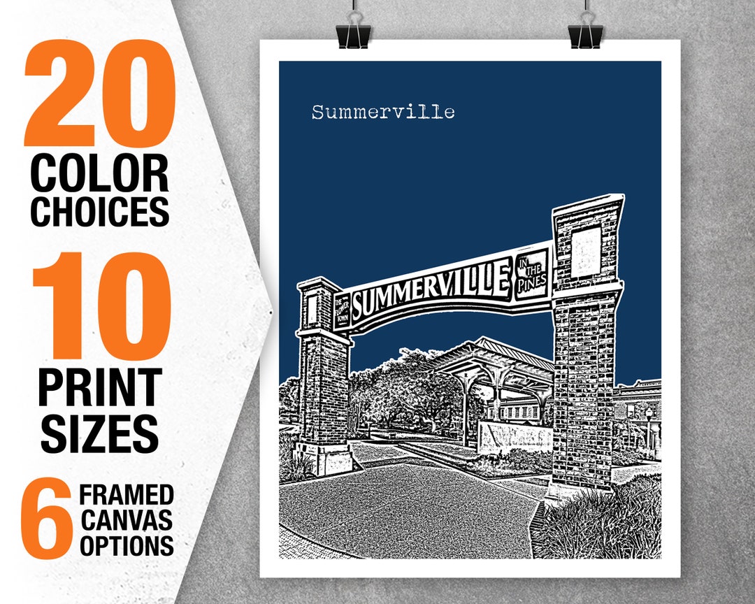 Summerville South Carolina City Skyline Poster Art Print SC Item T5401 ...