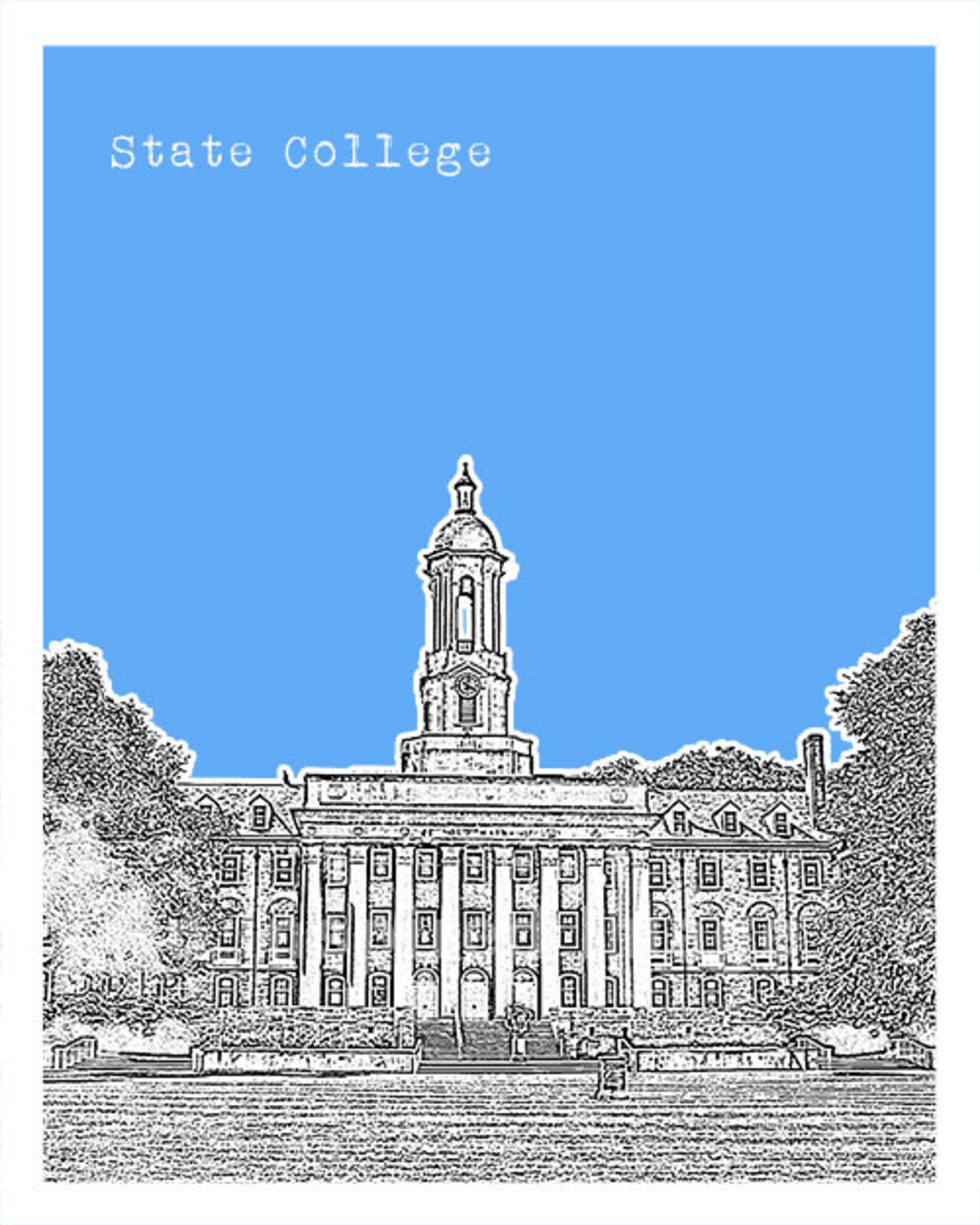 State College Skyline Poster Print Art Pennsylvania PA Item - Etsy