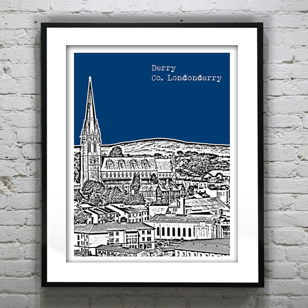 Derry Skyline Poster Art Print St Eugene's Cathedral, Francis Street ...