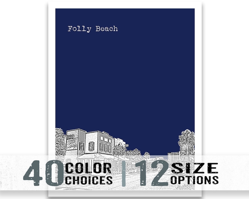 Folly Beach Skyline Poster Art Print Image South Carolina SC - Etsy