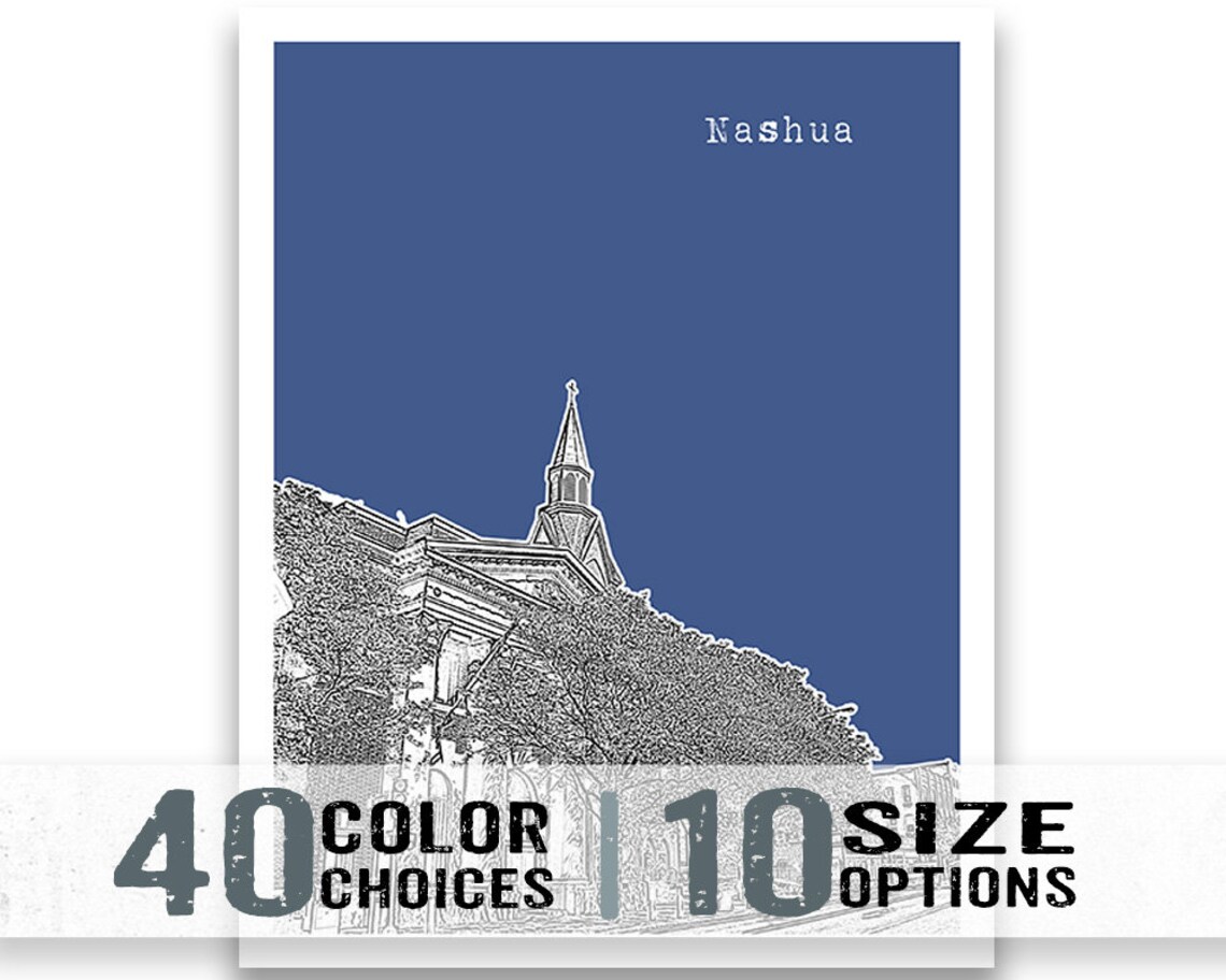 Nashua Skyline Poster Art Print New Hampshire NH Item S7003 - Etsy