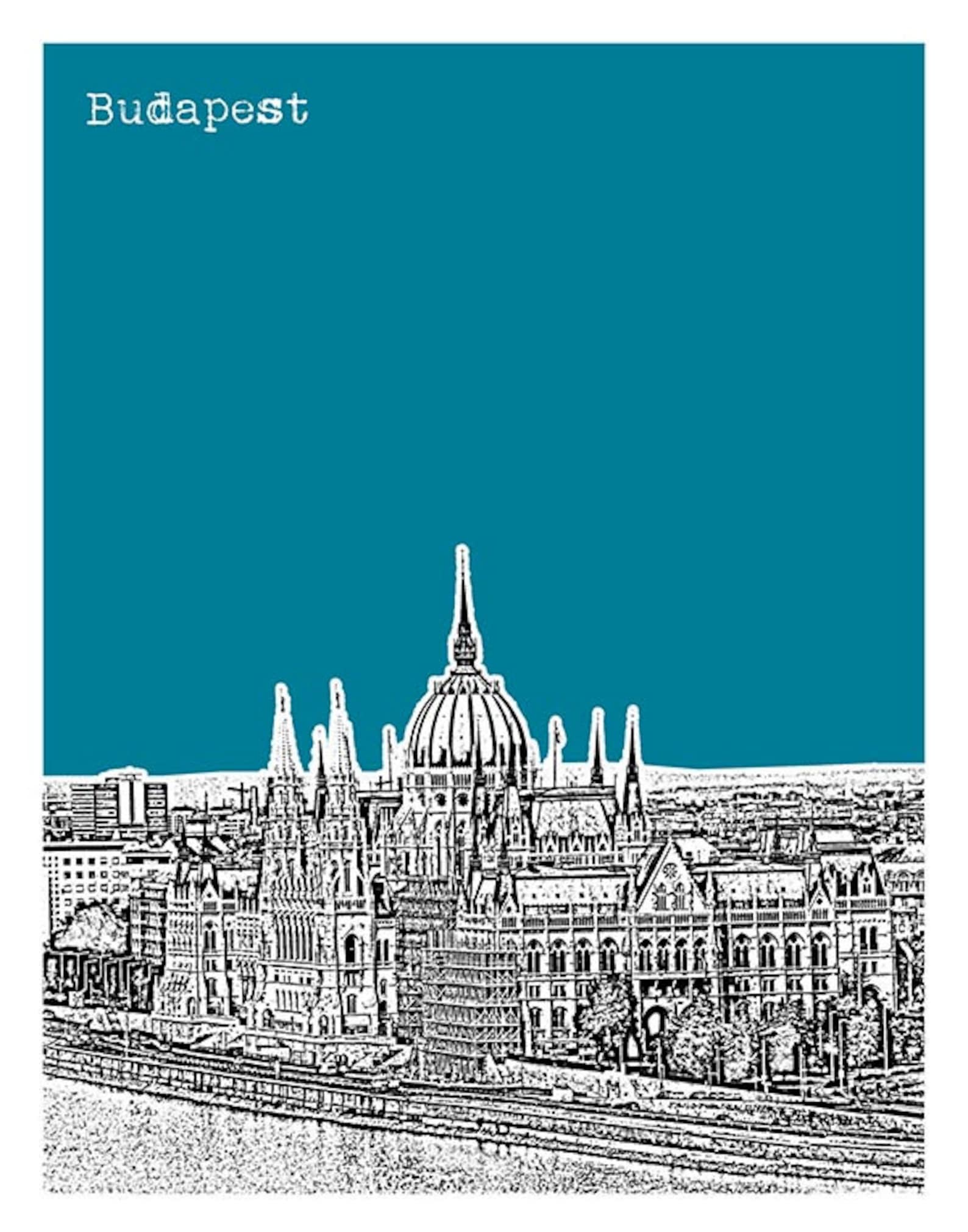 Budapest Hungary Poster City Skyline Art Print Parliament Building - Etsy