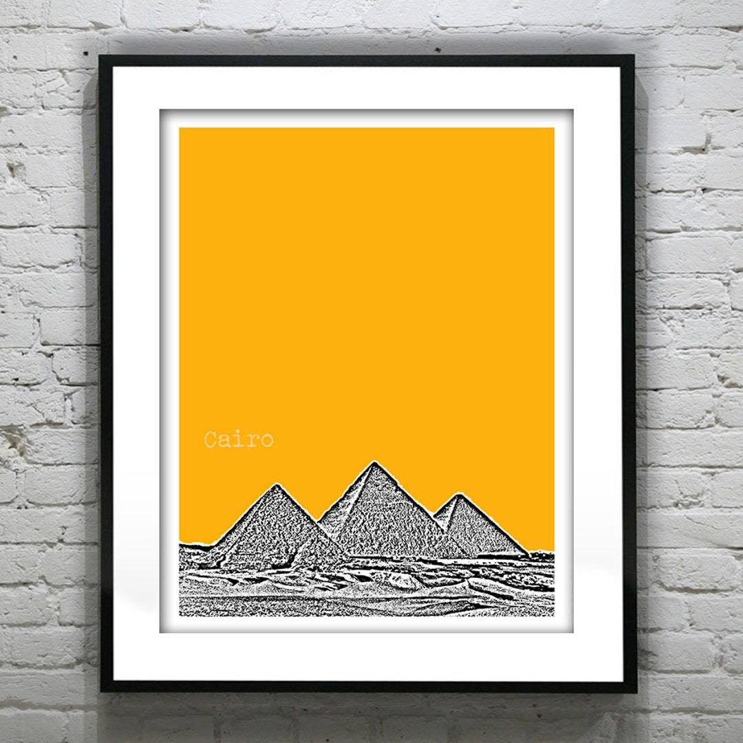 Cairo Egypt Poster Art Print Skyline Pyramids of Giza Africa - Etsy