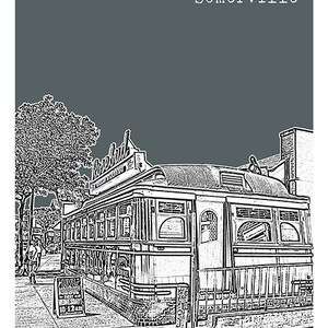 Somerville Davis Square Skyline Poster Art Print Somerville ...