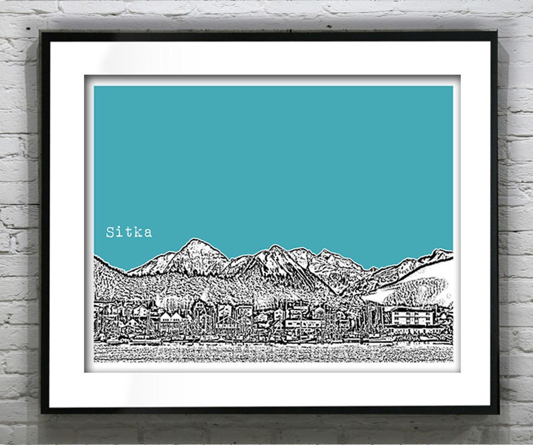 Sitka Alaska Skyline Poster Art Print Landscape Version 1 - Etsy