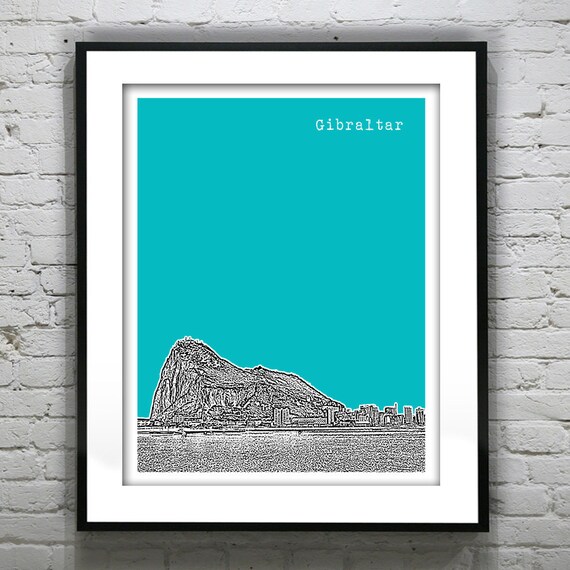 Gibraltar Poster Art Print skyline Version 2 | Etsy