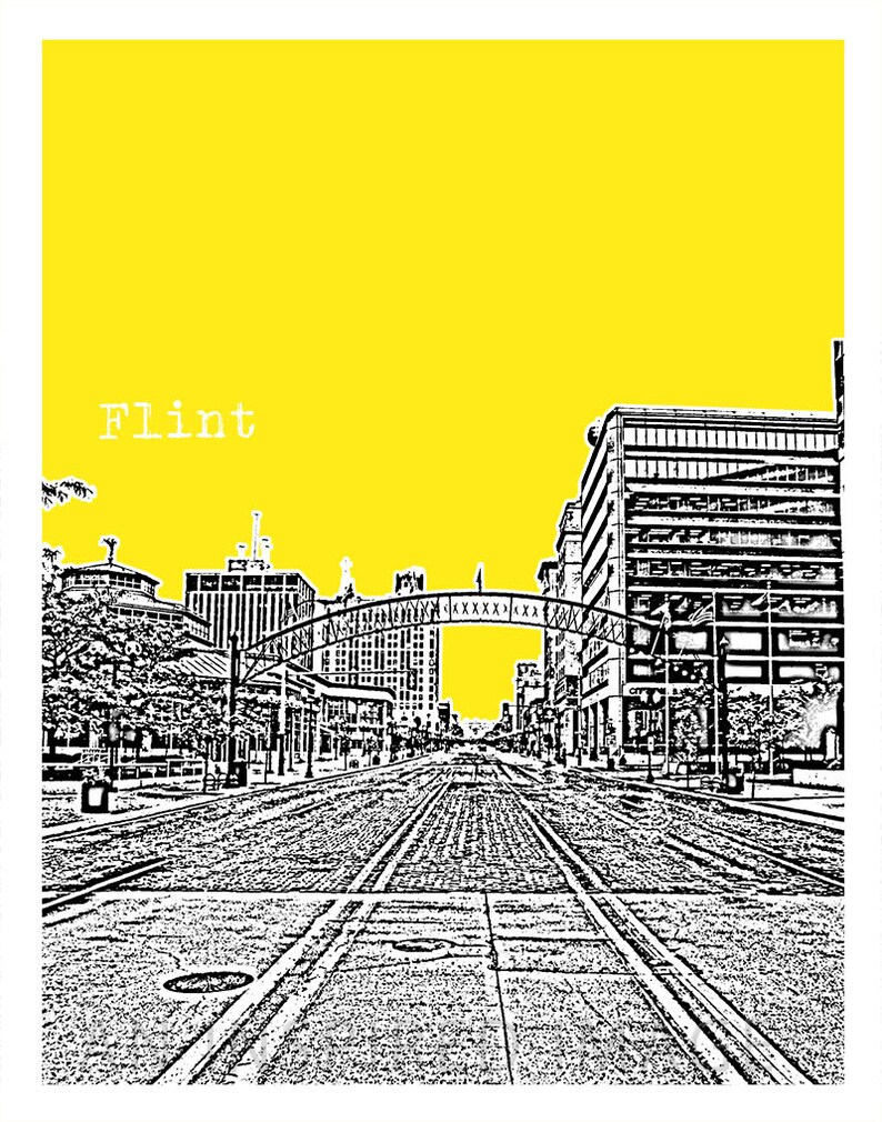 Flint Michigan Skyline Poster City Art Print Item T4416 - Etsy