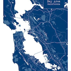 Bay Area California CA Blueprint Map Poster Art Print - Several Sizes ...
