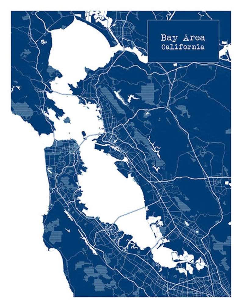 Bay Area California CA Blueprint Map Poster Art Print | Etsy
