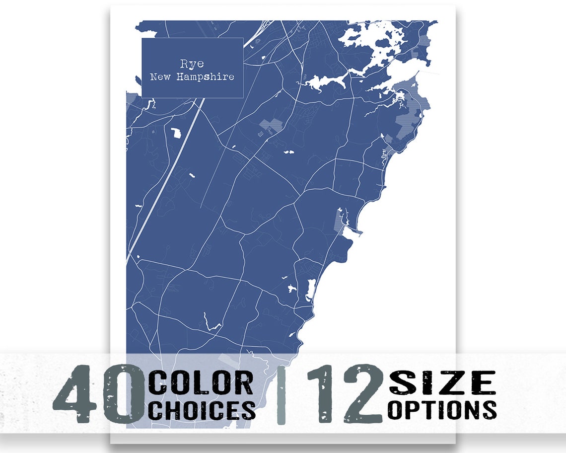 Rye New Hampshire Blueprint Map Poster Art Print NH Item T5032 | Etsy