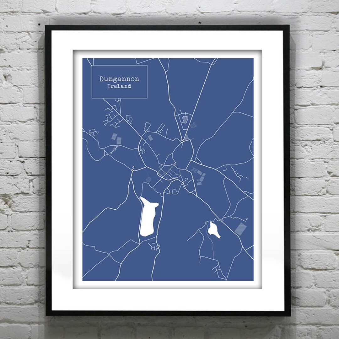 Dungannon Ireland Blueprint Map Portrait Poster Art Print Item - Etsy