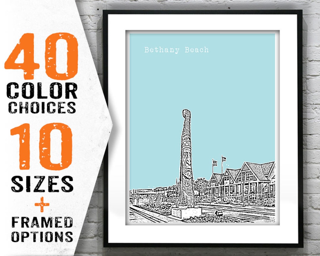 Bethany Beach Delaware Poster Art Print Skyline Item T1417 - Etsy