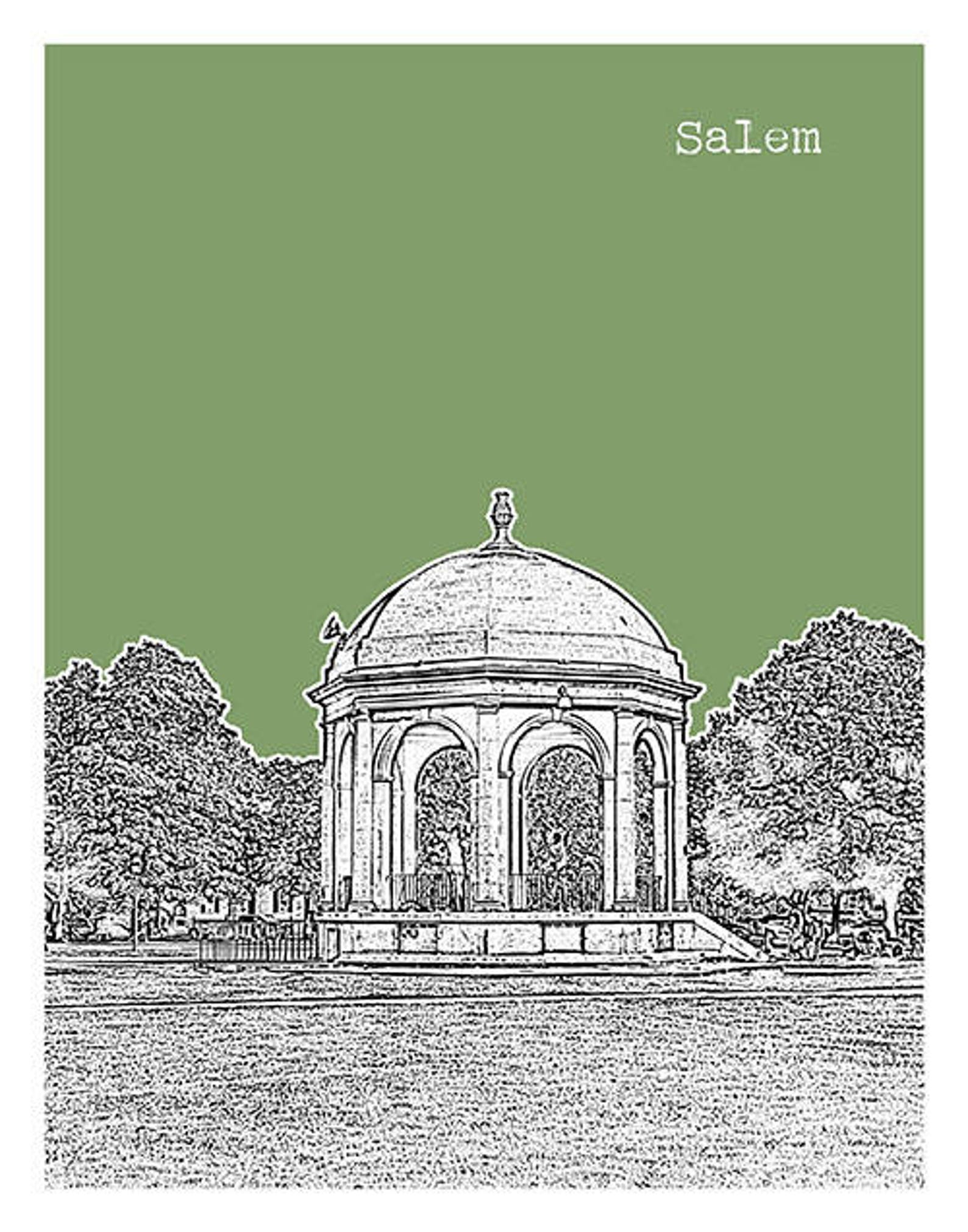 Salem Massachusetts Skyline Poster Art Print MA Version 4 - Etsy