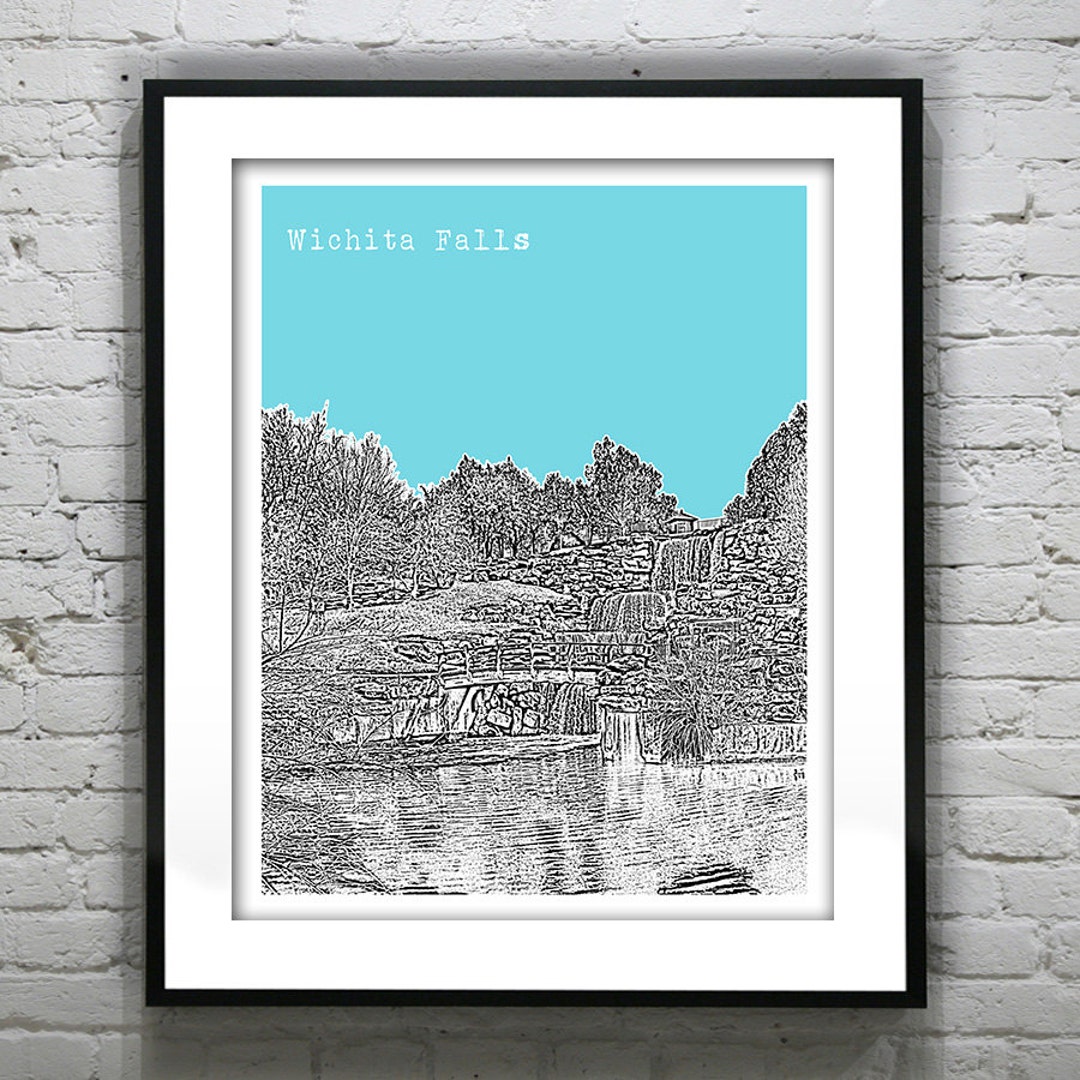 Wichita Falls Skyline Poster Art Print Texas TX Version 2 - Etsy