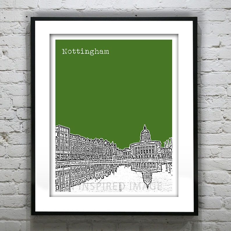 Nottingham England City Skyline Poster Art Print UK United Kingdom - Etsy
