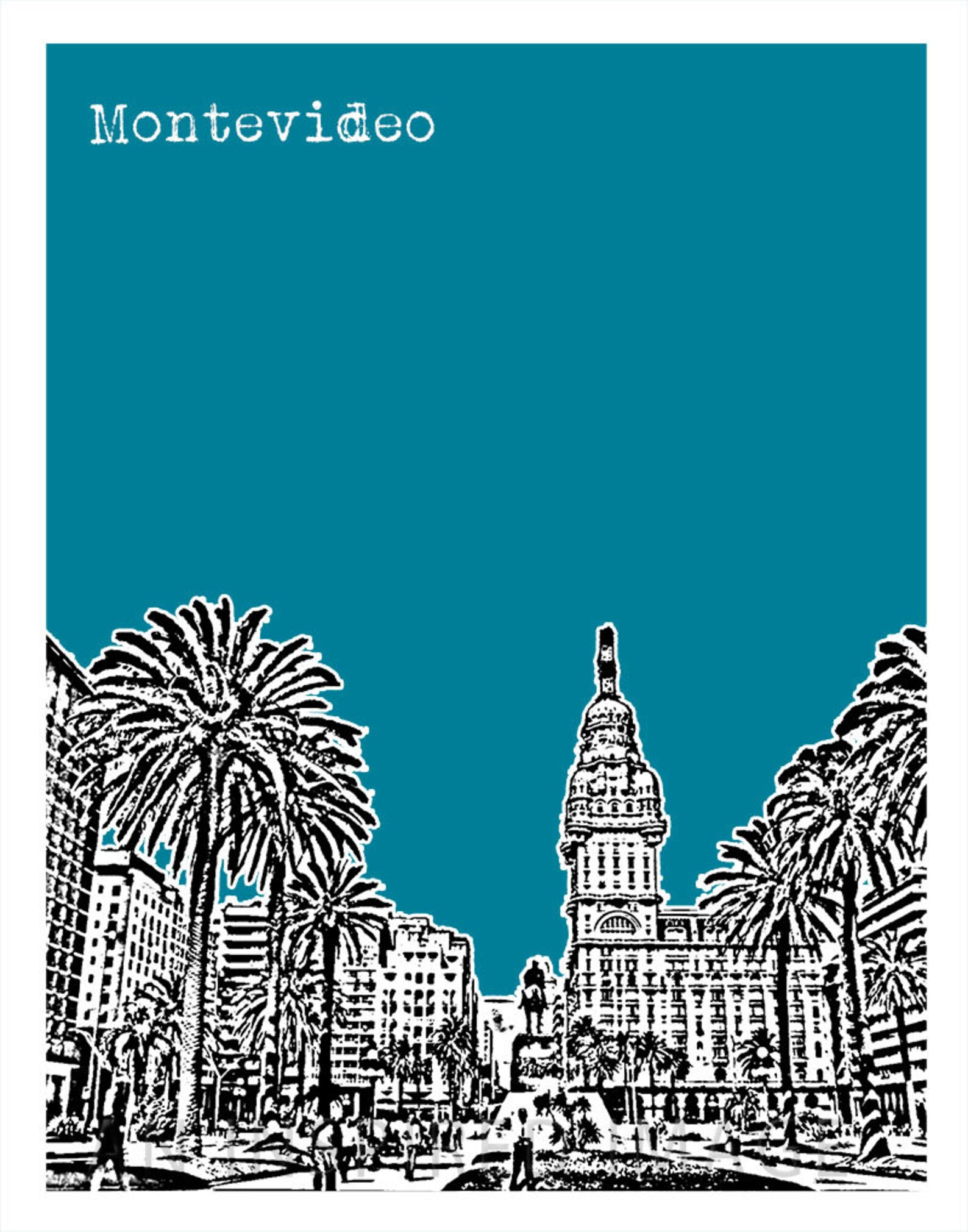 Montevideo Uruguay Poster Print Skyline South America | Etsy