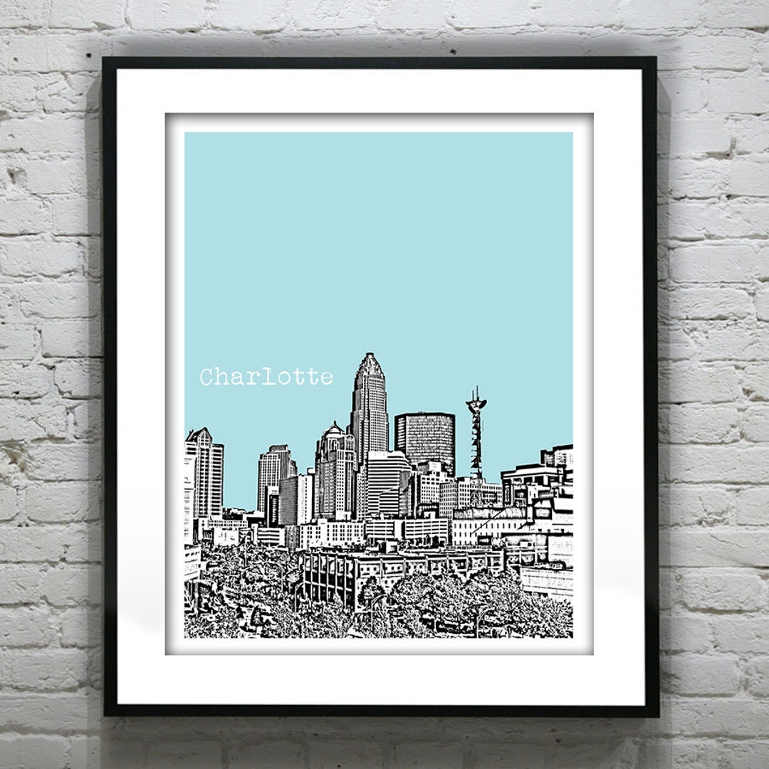 Charlotte North Carolina Poster Skyline Art Print NC Item T4175 - Etsy