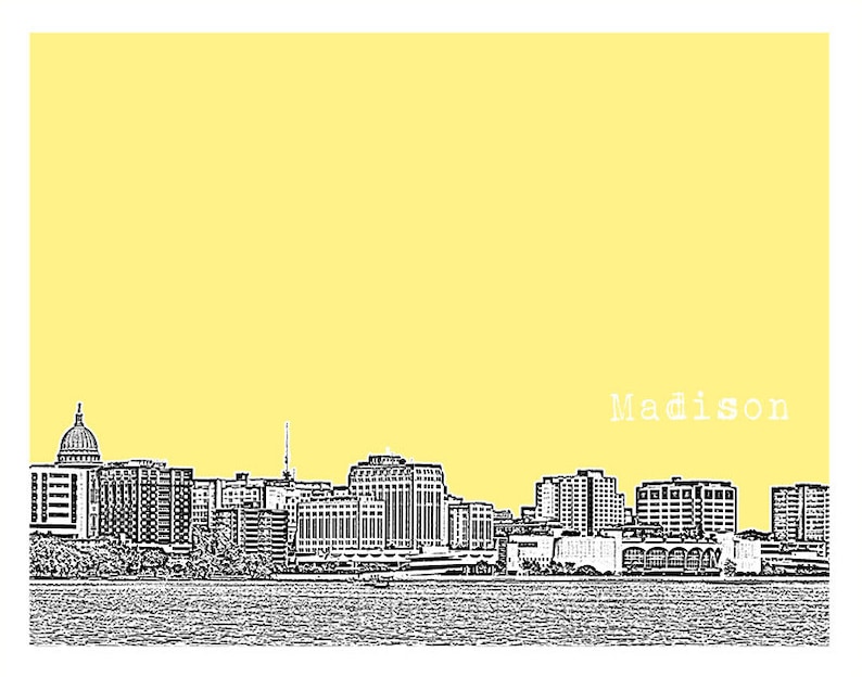 Madison Wisconsin Poster Print Art Skyline Item T4326 - Etsy