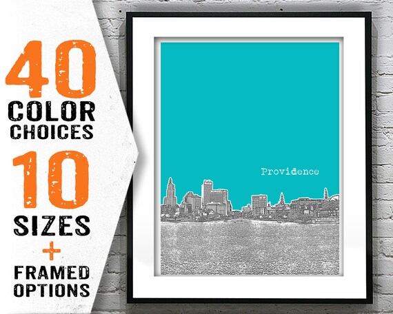 Providence Poster Rhode Island Skyline Art Print Item T1229 - Etsy
