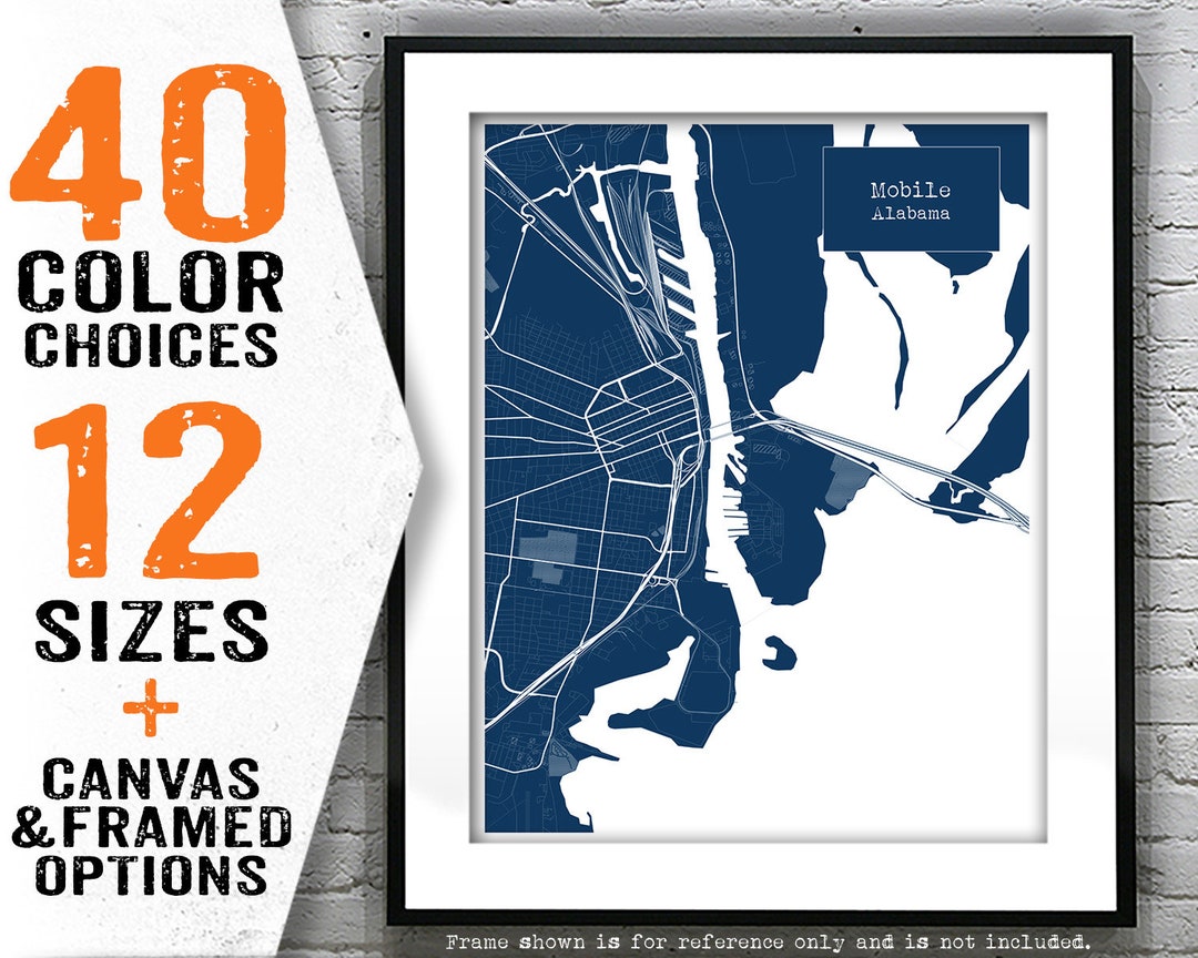 Mobile Alabama Blueprint Map Poster Art Print Item T4815 - Etsy
