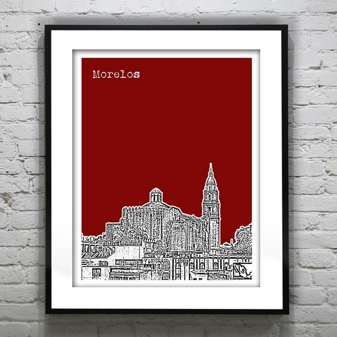 Cuernavaca Morelos Mexico Skylineposter Art Print Cuernavaca Cathedral ...