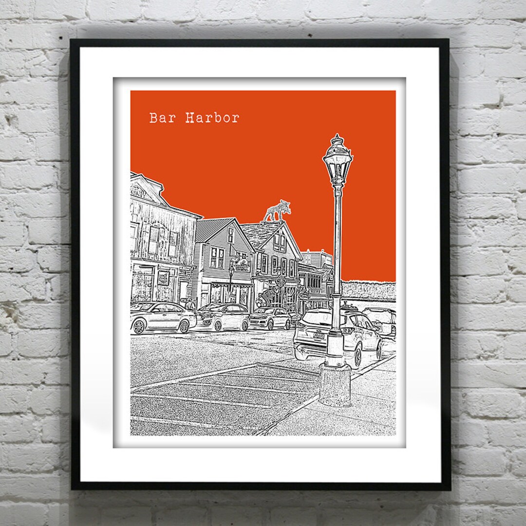 Bar Harbor Maine Skyline Poster Art Print Item T5292 - Etsy