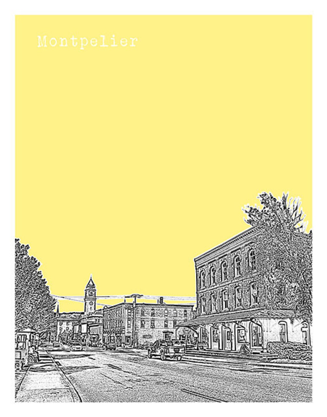 Montpelier Vermont Skyline Art Print Poster VT Version 7 - Etsy