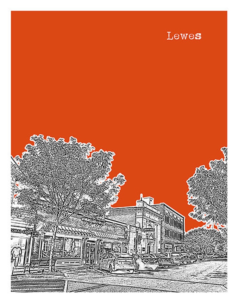 Lewes Delaware Poster Art Print Skyline DE Version 2 - Etsy