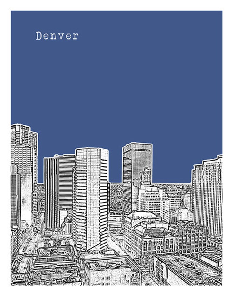 Denver Skyline Poster Art Print Colorado CO Item T1256 - Etsy
