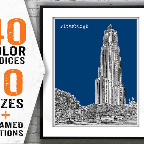 Pittsburgh Cathedral of Learning Skyline Poster Art Print - Etsy