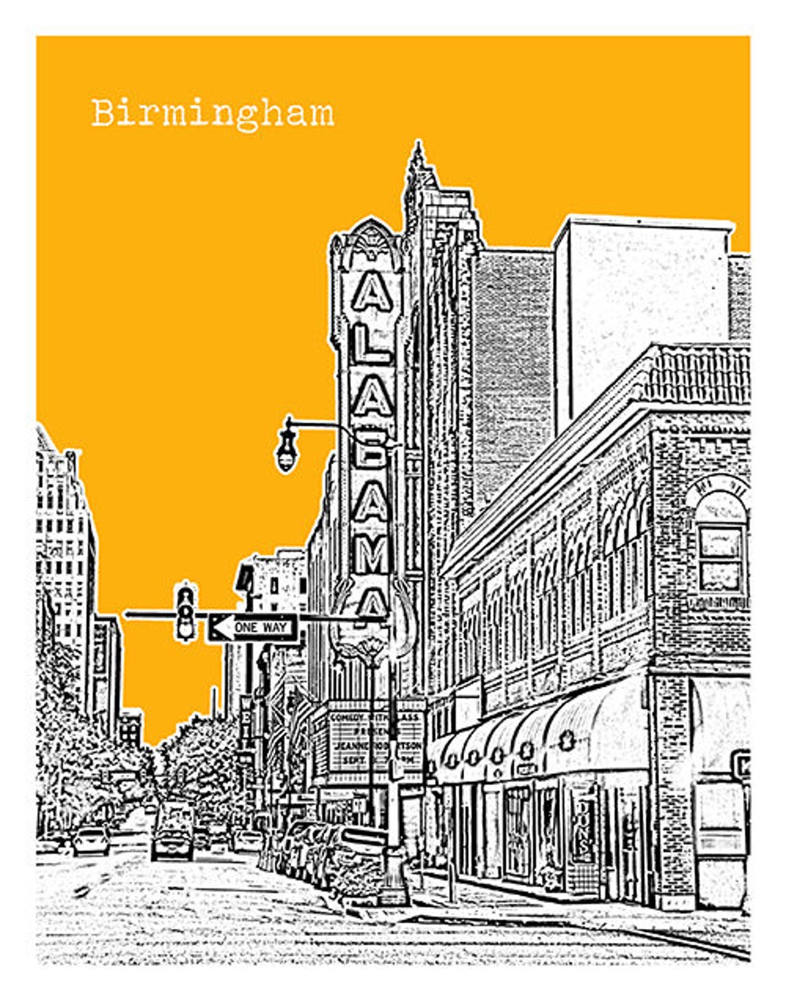Birmingham Alabama Poster Art Print Skyline Theater Item T1061 | Etsy