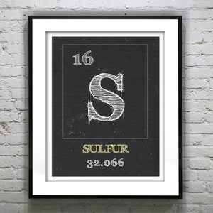 Periodic Table Sulfur Poster Art Print Periodic Table of Elements S 16 ...