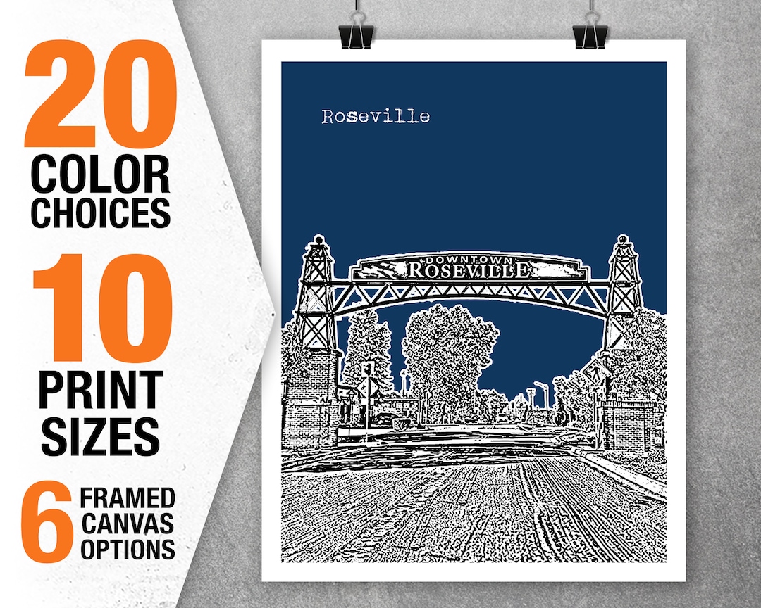 Roseville California Skyline Poster Art Print California CA Item T5506 ...