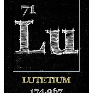 Periodic Table Lutetium Poster Art Print Periodic Table of Elements Lu ...