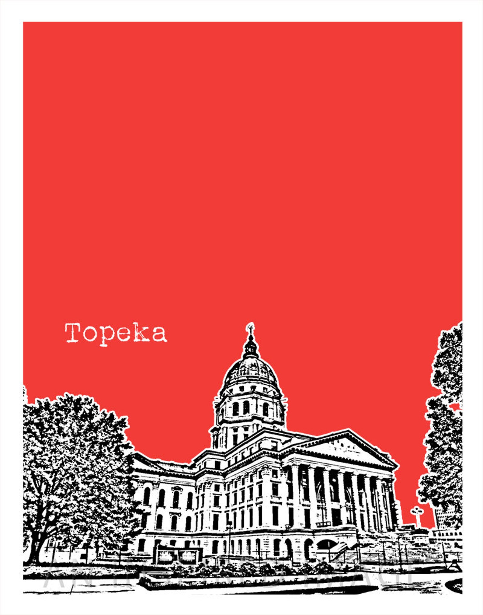 Topeka Kansas Poster Art Skyline Print KS | Etsy