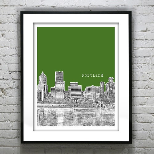 Portland Oregon Skyline Poster Art Print Oregon OR Item T4432 - Etsy
