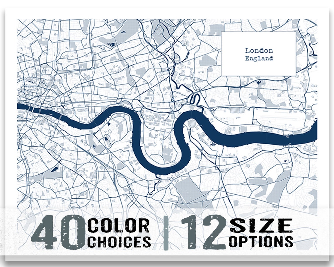 London England UK Blueprint Map Poster Art Print Item T2305 - Etsy
