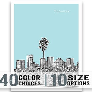 Phoenix Arizona Poster Print Art Skyline Item T1082 - Etsy