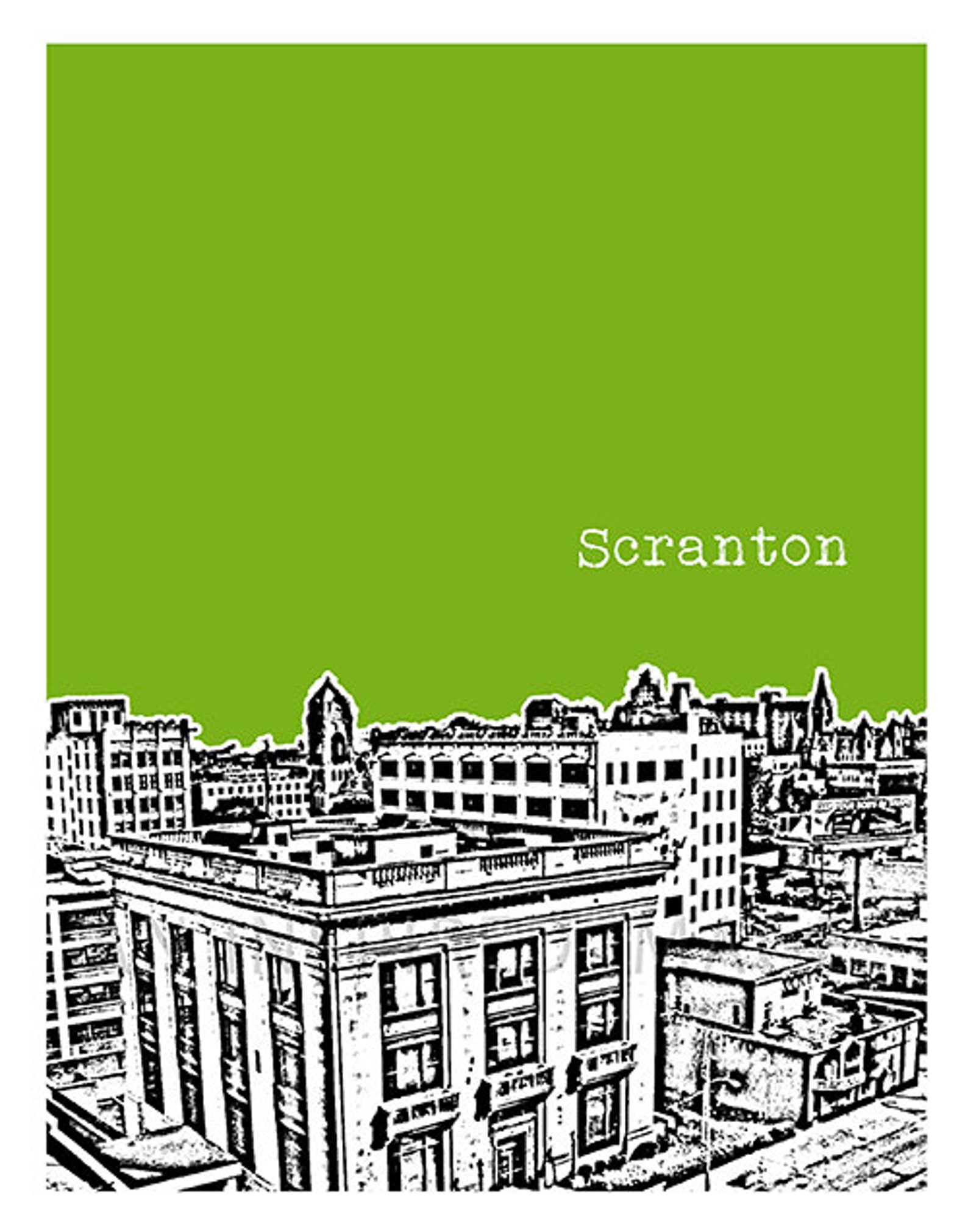 Scranton Poster Print Art Pennsylvania Skyline Downtown Item T2871 - Etsy