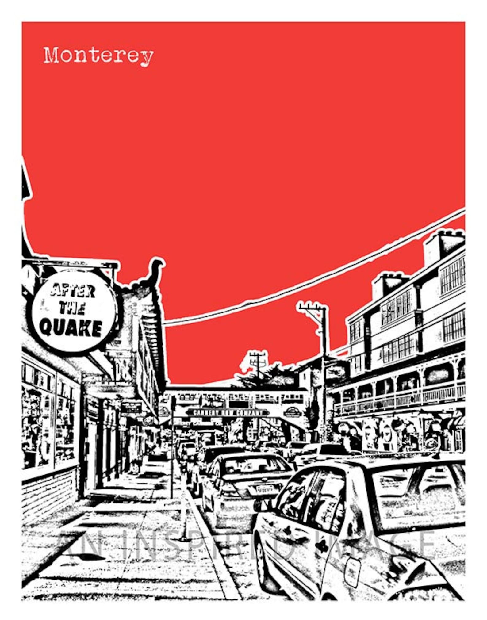 Monterey California Poster Print Skyline Art Cannery Row CA | Etsy