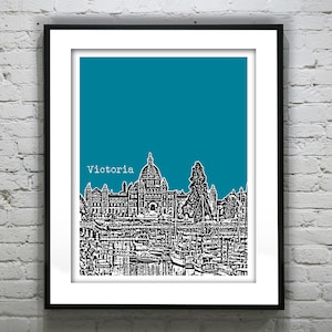 Victoria BC Poster Print City Skyline Canada Art Print British Columbia ...